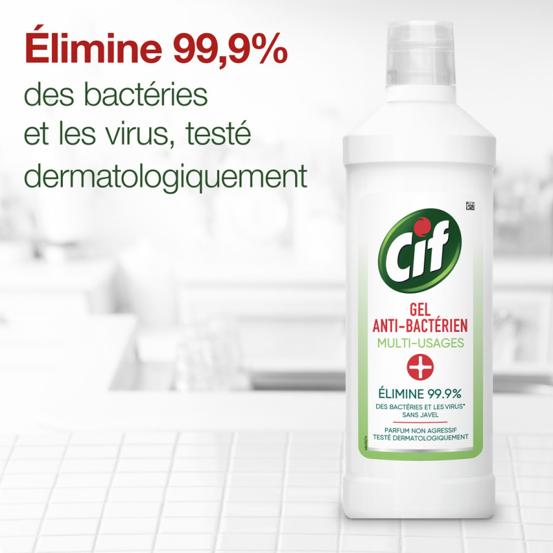 Pack de 3 - Cif Gel Anti-Bactérien Multi-Usages Sans Javel 1l